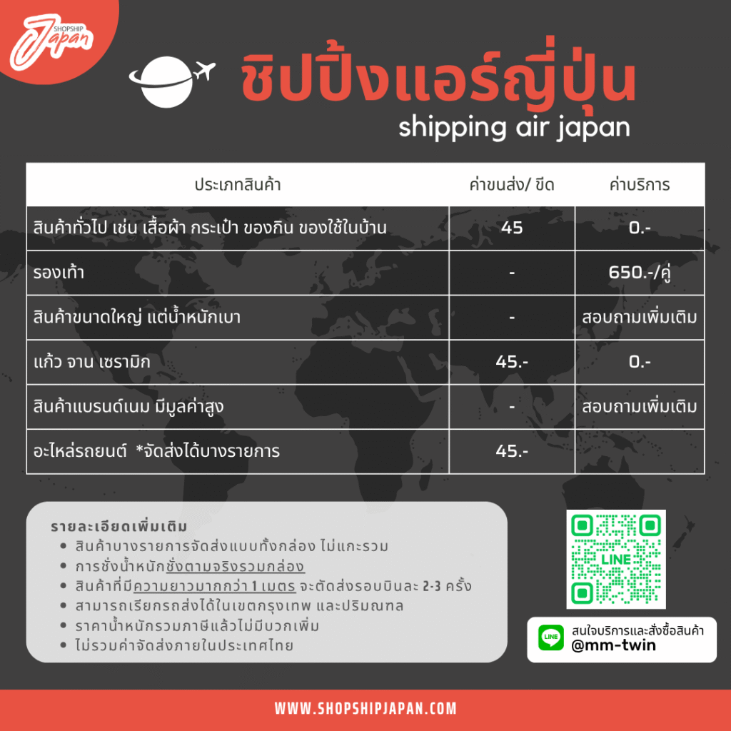 บริการชิปปิ้งแอร์ญี่ปุ่น ส่งด่วน ส่งไว ปลอดภัยถึงมือ - SHOPSHIP JAPAN